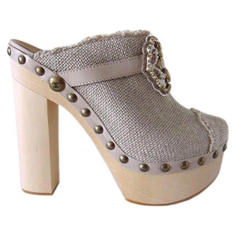 Chanel Shoe Platform Clog Limited Edition Jewel Hardware 40.5 / 10.5 ...