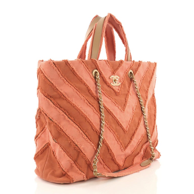 Chanel Shopping Tote Chevron Canvas Patchwork Large at 1stDibs