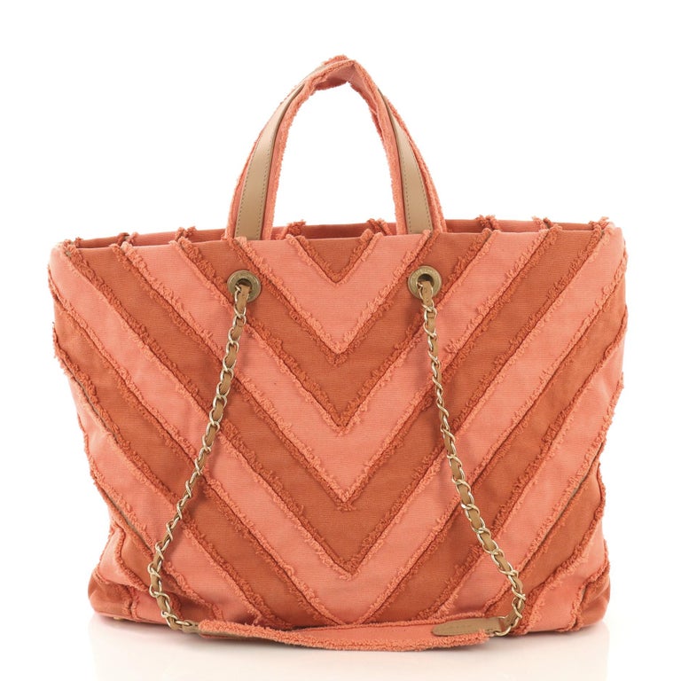 Chanel Shopping Tote Chevron Canvas Patchwork Large at 1stDibs