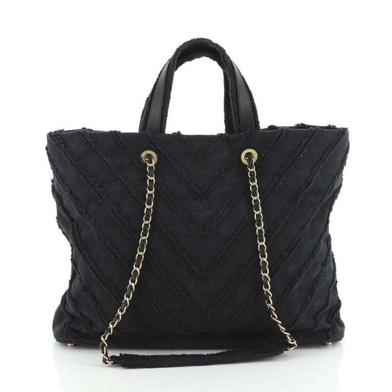 Chanel Shopping Tote Chevron Canvas Patchwork Large at 1stDibs