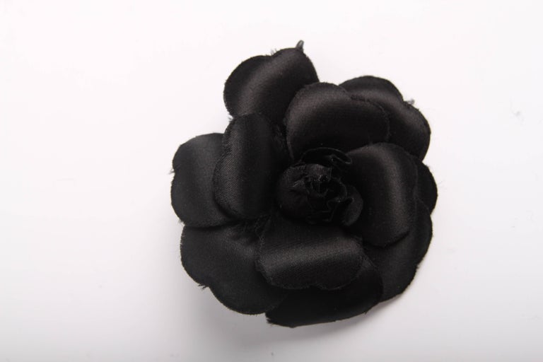 Chanel Silk Camellia Flower Brooch Pin - black at 1stDibs | chanel ...