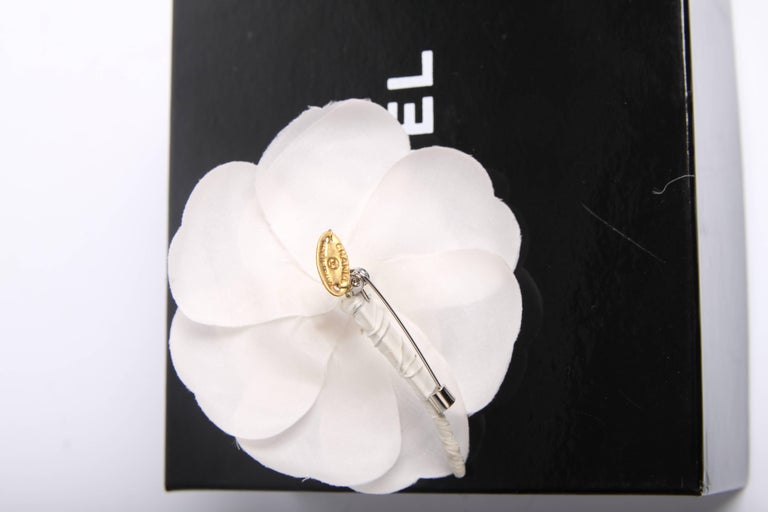 Chanel Silk Camellia Flower Brooch Pin - white at 1stDibs | chanel ...