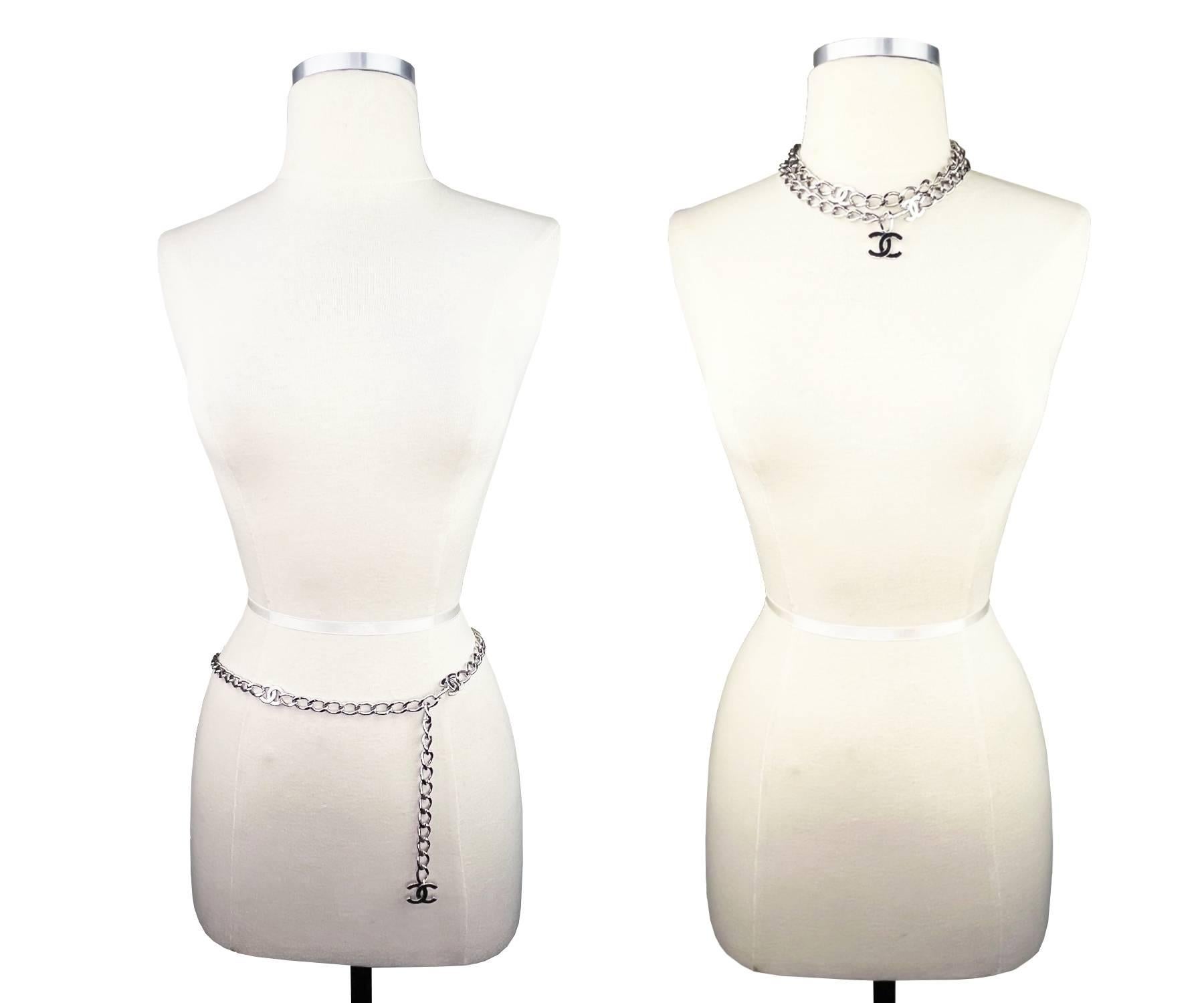 Chanel Silver CC Chain Belt Necklace at 1stDibs | chanel kette, kette ...