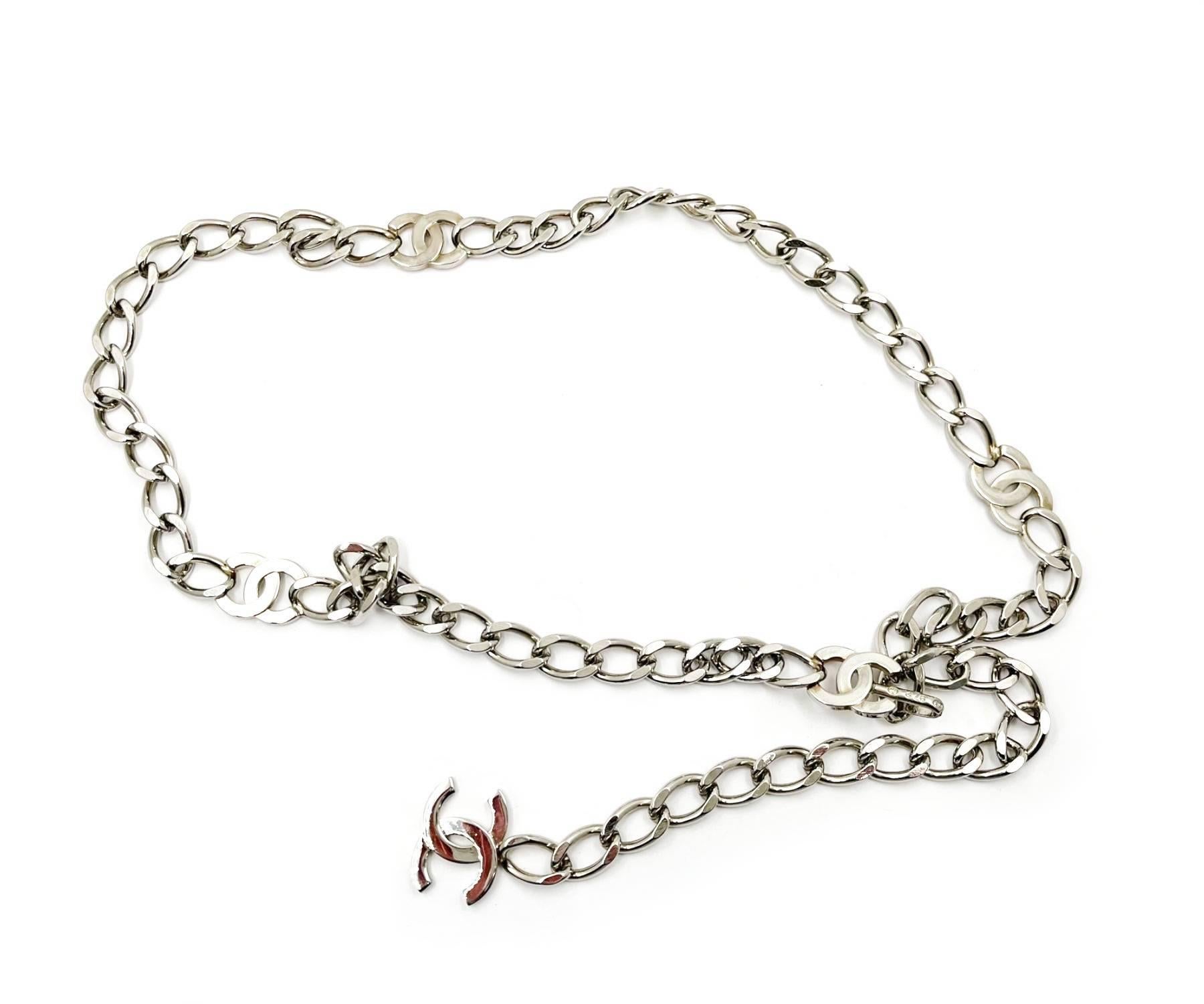 Chanel Silver CC Chain Belt Necklace at 1stDibs | chanel kette, kette ...