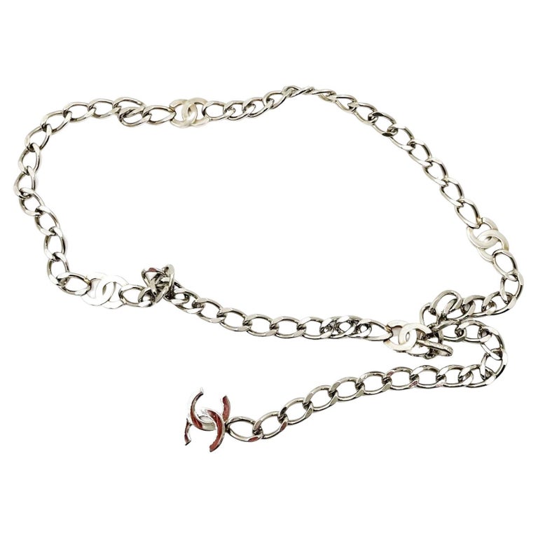 Chanel Silver CC Chain Belt Necklace For Sale at 1stDibs