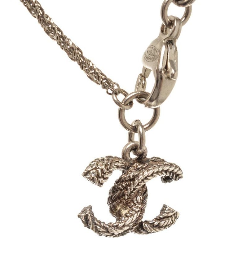 Chanel Silver CC Chain Necklace For Sale at 1stDibs