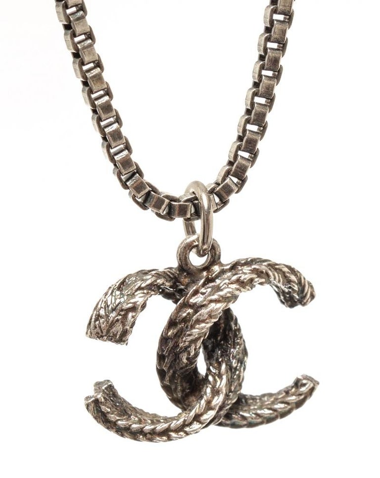 Chanel Silver CC Chain Necklace For Sale at 1stDibs