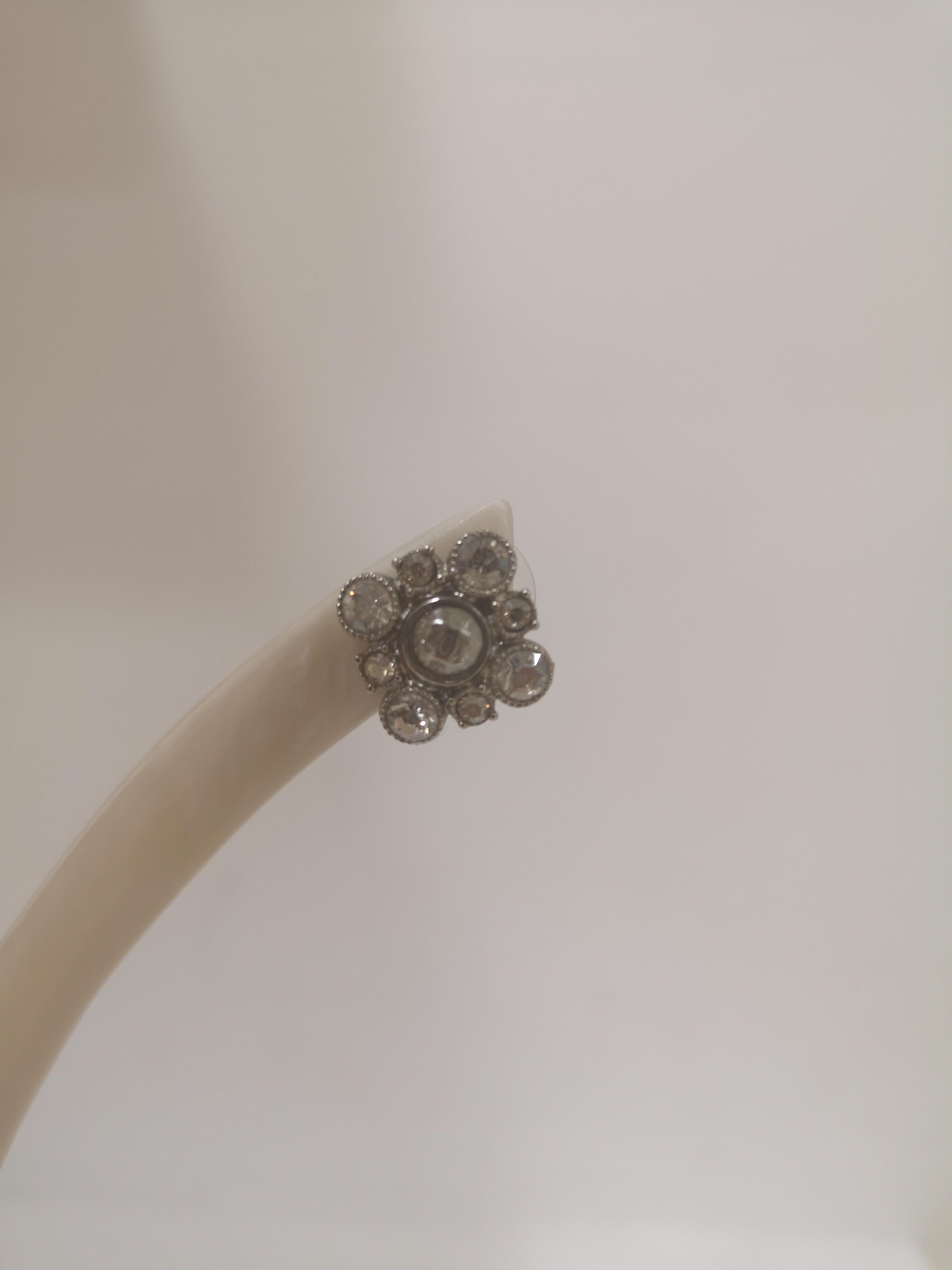 Chanel Silver Crystal stones earrings at 1stDibs