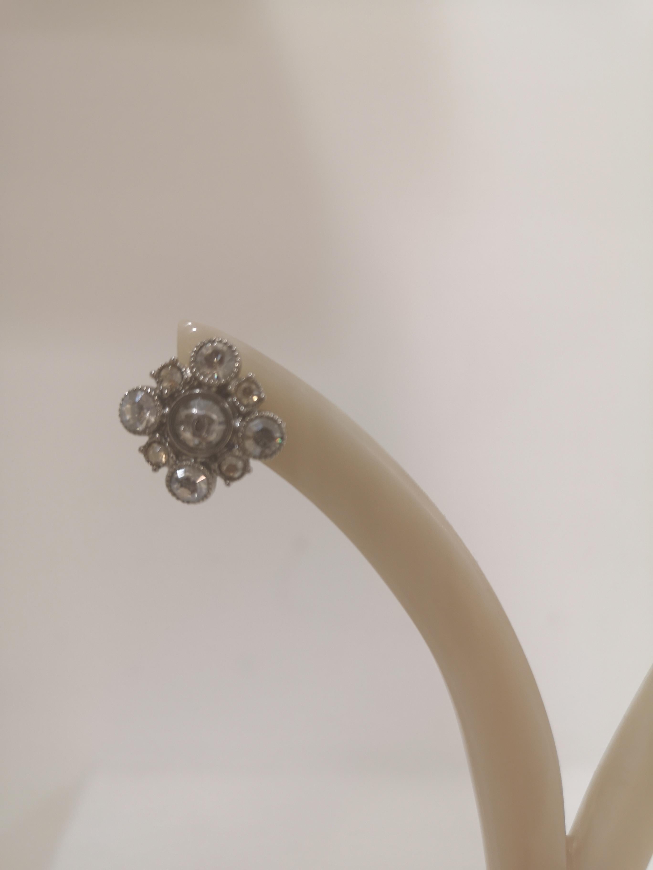 Chanel Silver Crystal stones earrings at 1stDibs