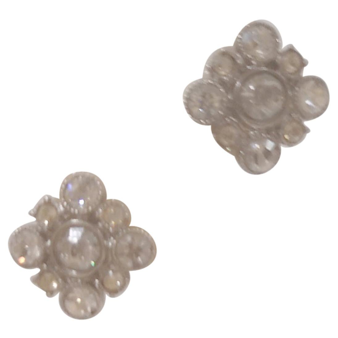 Chanel Silver Crystal stones earrings at 1stDibs