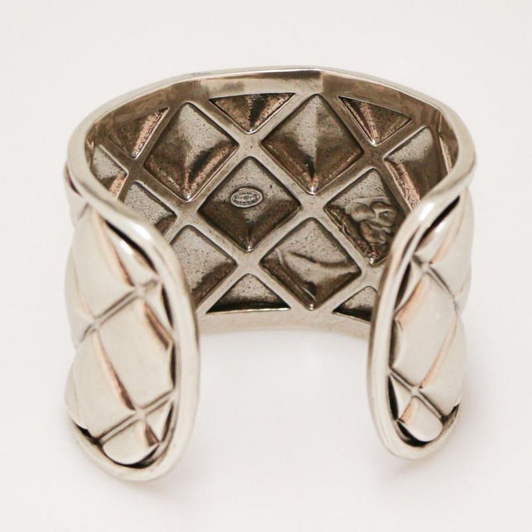 Chanel Silver Cuff Bracelet For Sale at 1stDibs