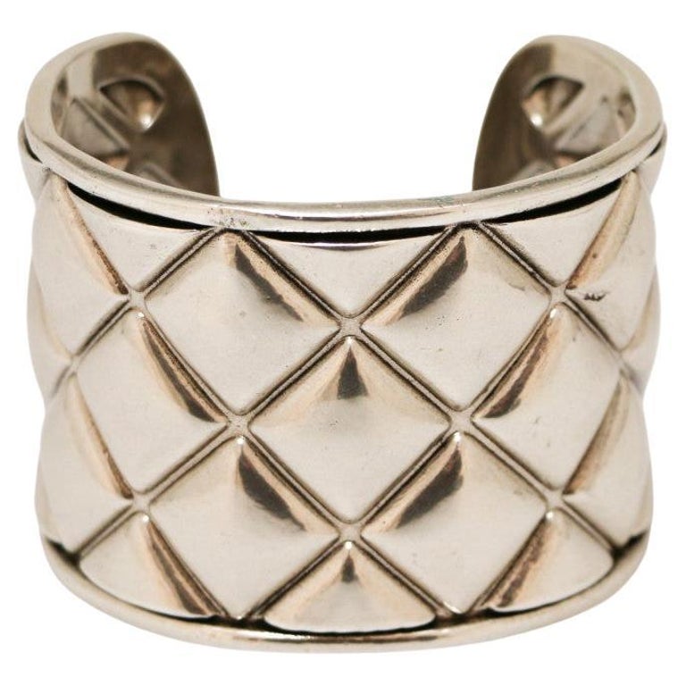 Chanel Silver Cuff Bracelet For Sale at 1stDibs