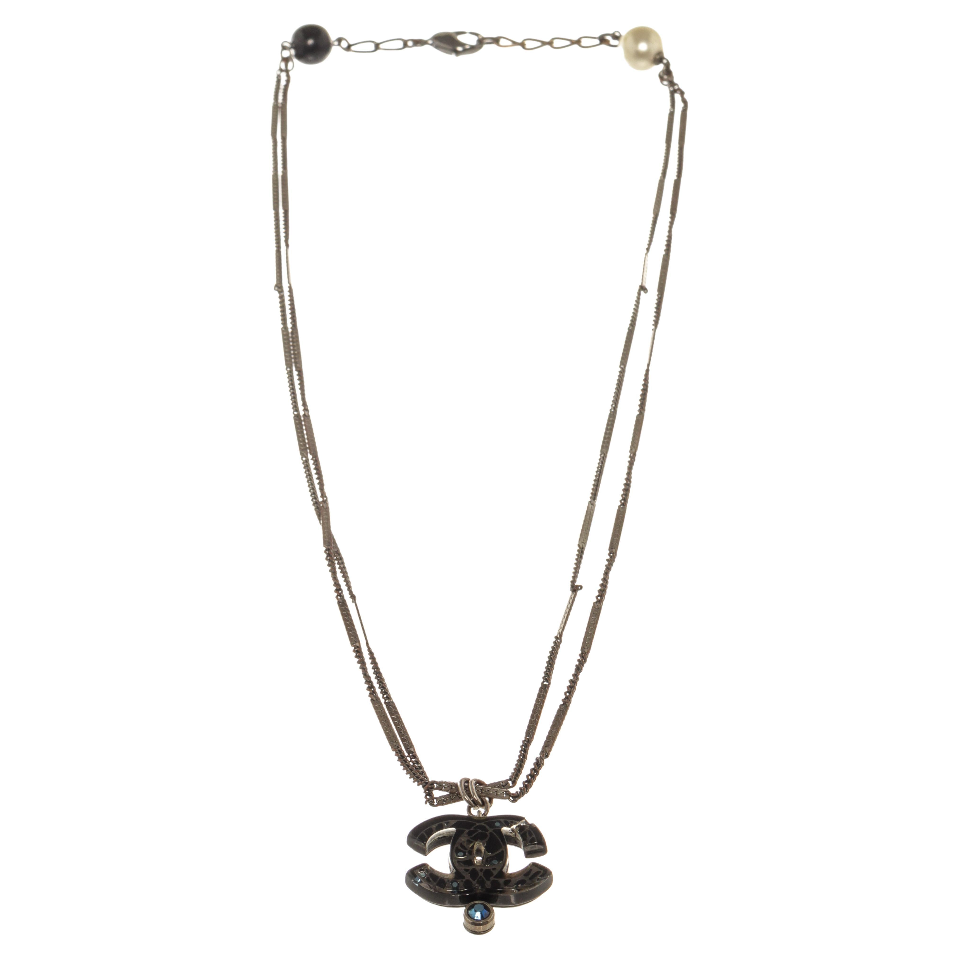 Chanel 1980s Long CC Logo Pendant Necklace at 1stDibs