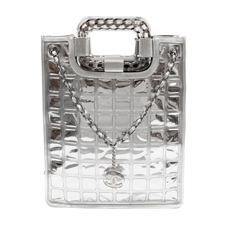 Chanel Silver Ice Cube Shopper Tote at 1stDibs | chanel ice cube tote