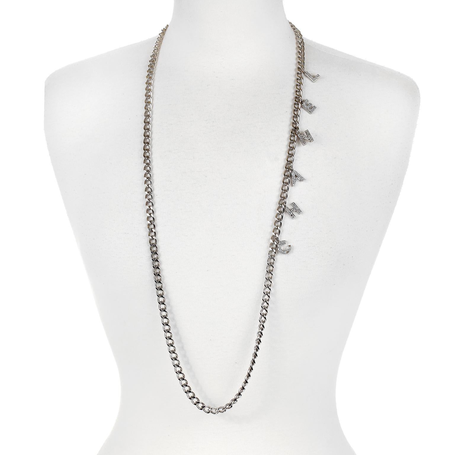 Chanel Silver Letter Charms Necklace For Sale at 1stDibs | chanel charm ...