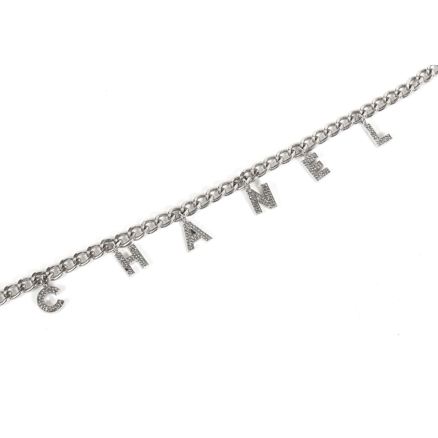 Chanel Silver Letter Charms Necklace For Sale at 1stDibs | chanel charm ...