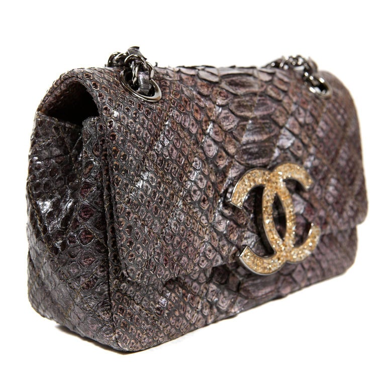 Chanel Silver Lilac Python Flap Bag at 1stDibs | chanel python flap bag ...
