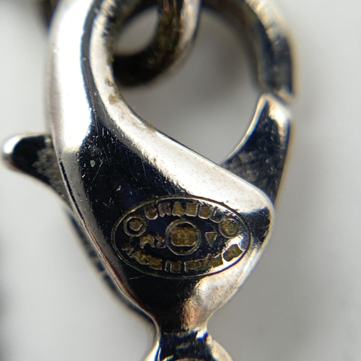 Chanel Silver Metal Chain Necklace CC Logo Pendant with Crystals For ...