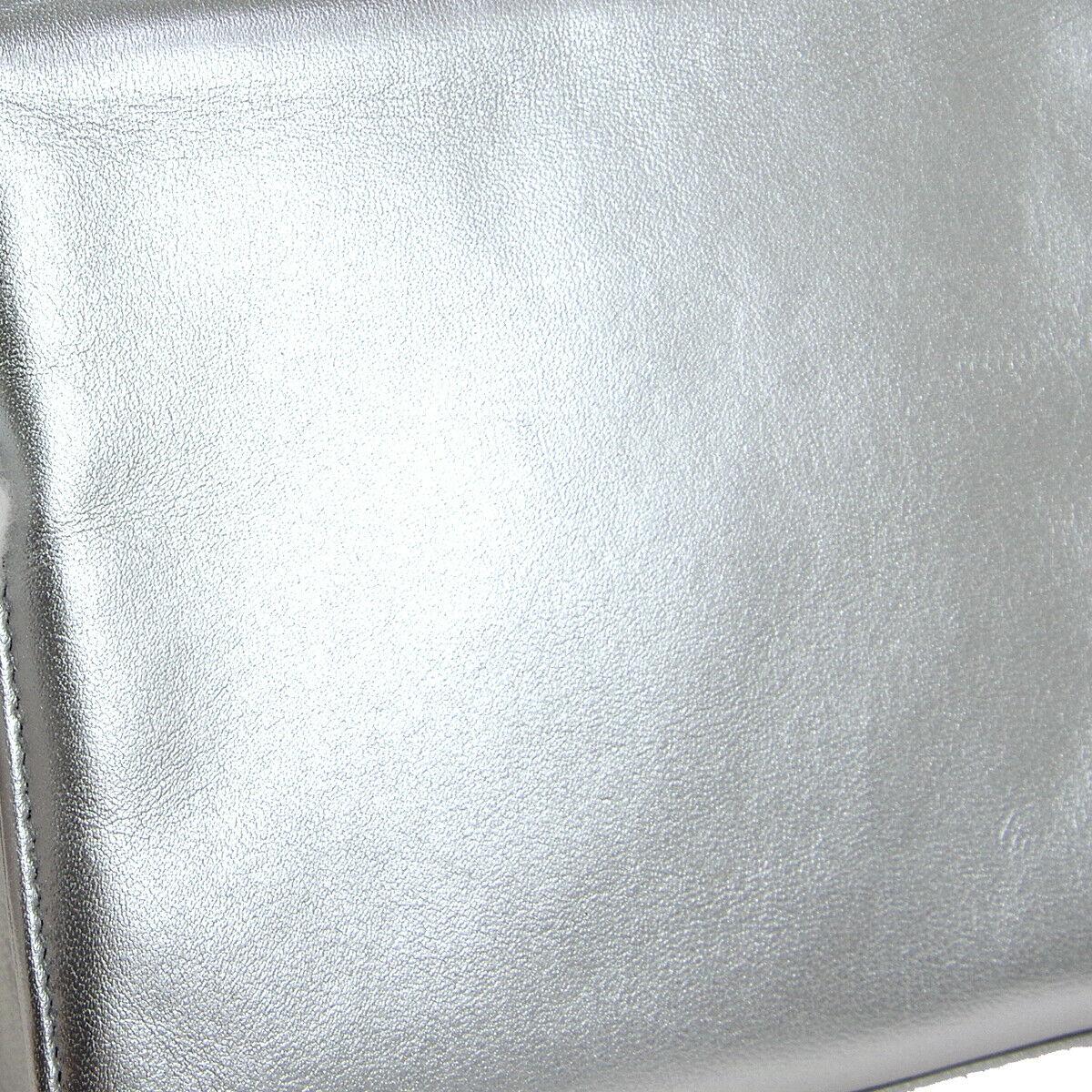 Chanel Silver Metallic Leather Gold Small Kelly Top Handle Satchel Bag ...