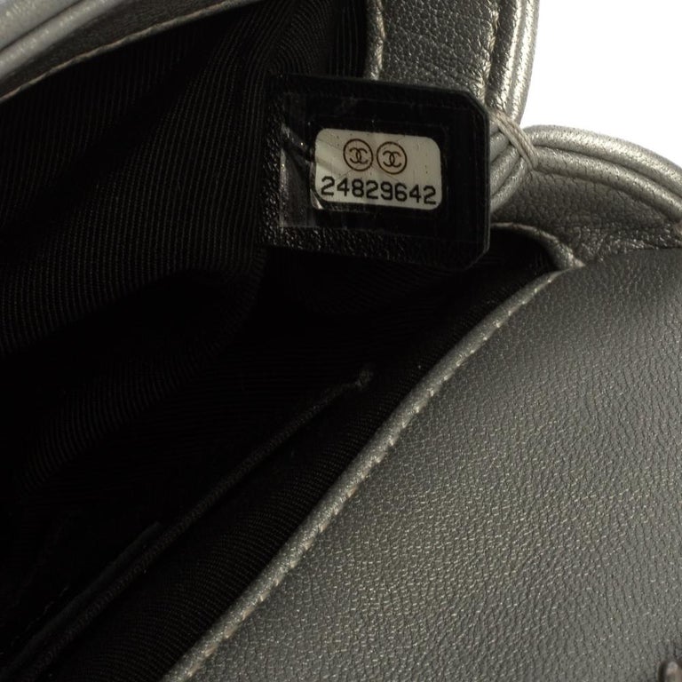 Chanel Silver Quilted Leather Studded Mini Flap Bag at 1stDibs