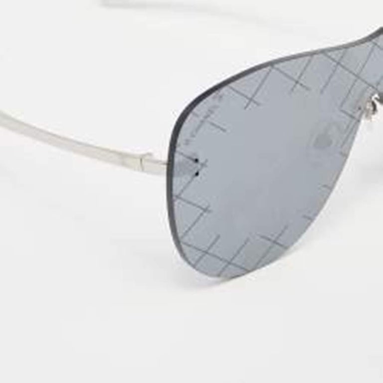 Chanel Silver Tone / Grey 71158 Mirror Quilted Rimless Shield ...
