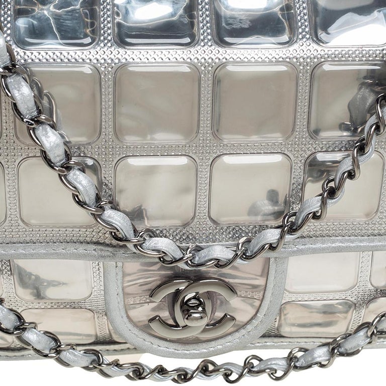 Chanel Silver Vinyl and Leather Ice Cube Limited Edition Flap Bag at ...