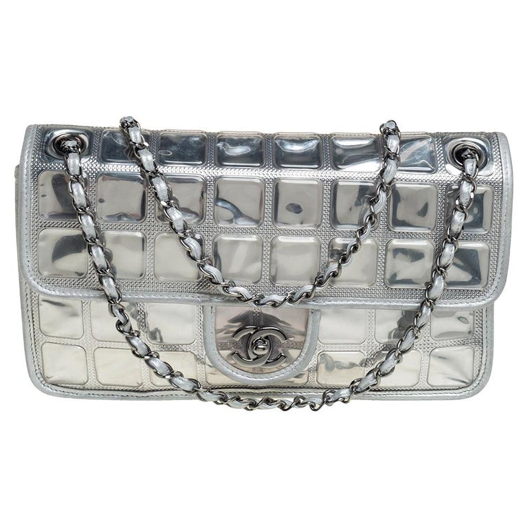 Chanel Silver Vinyl and Leather Ice Cube Limited Edition Flap Bag at ...
