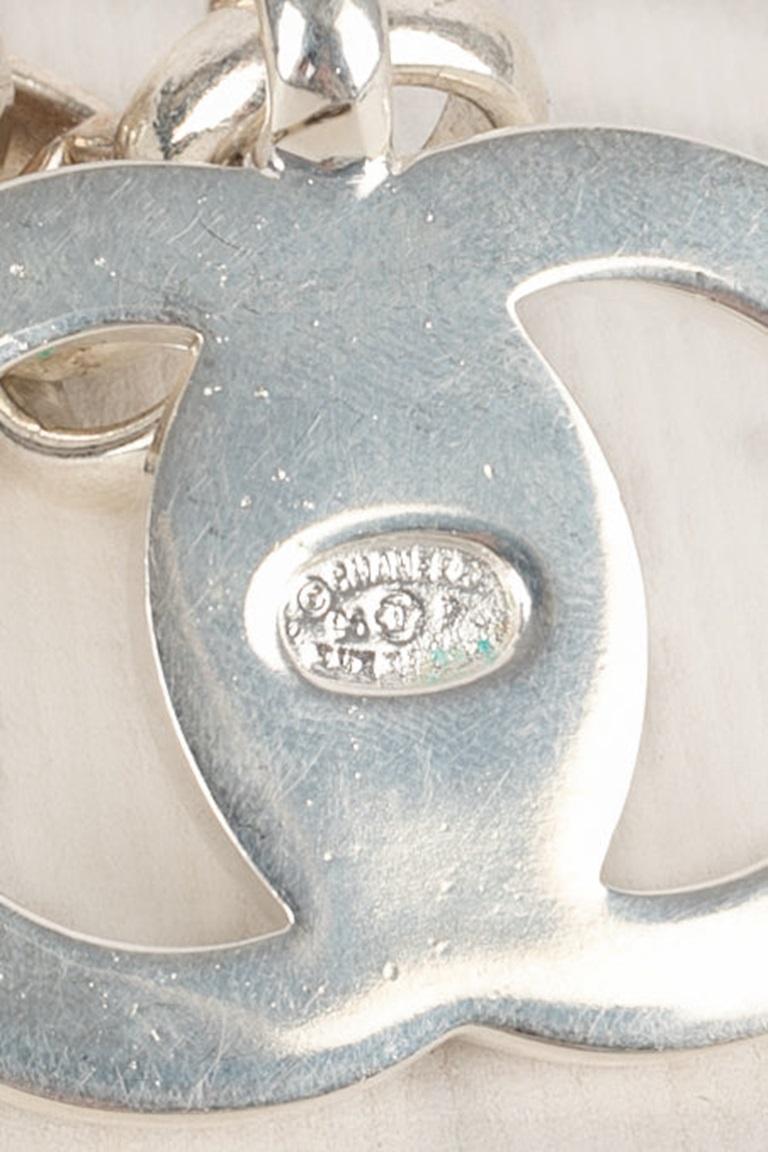 Chanel Silvery Metal Turnlock Key Ring, 1996 For Sale at 1stDibs