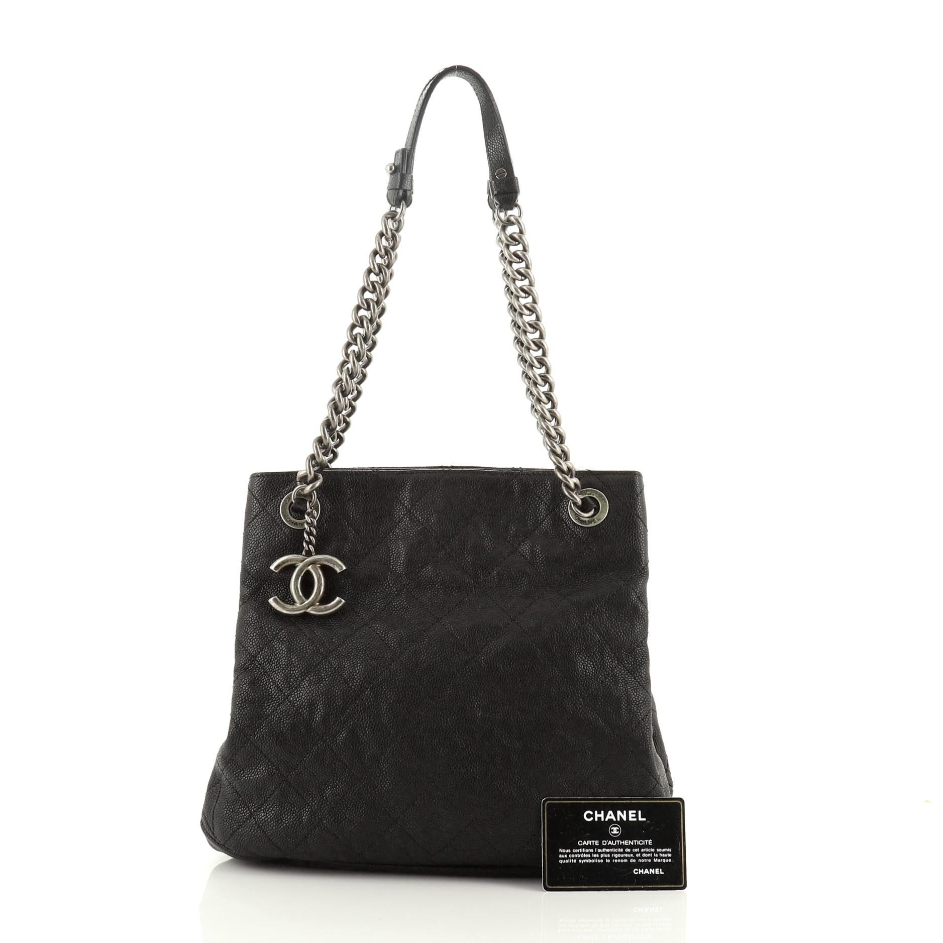 Chanel Simply CC Tote Quilted Caviar Small at 1stDibs