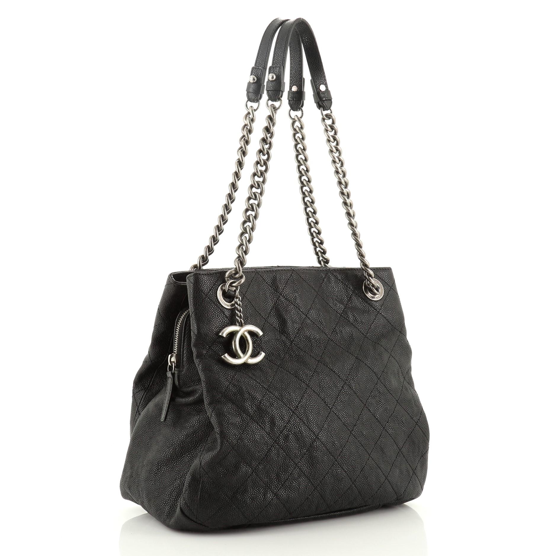 Chanel Simply CC Tote Quilted Caviar Small at 1stDibs