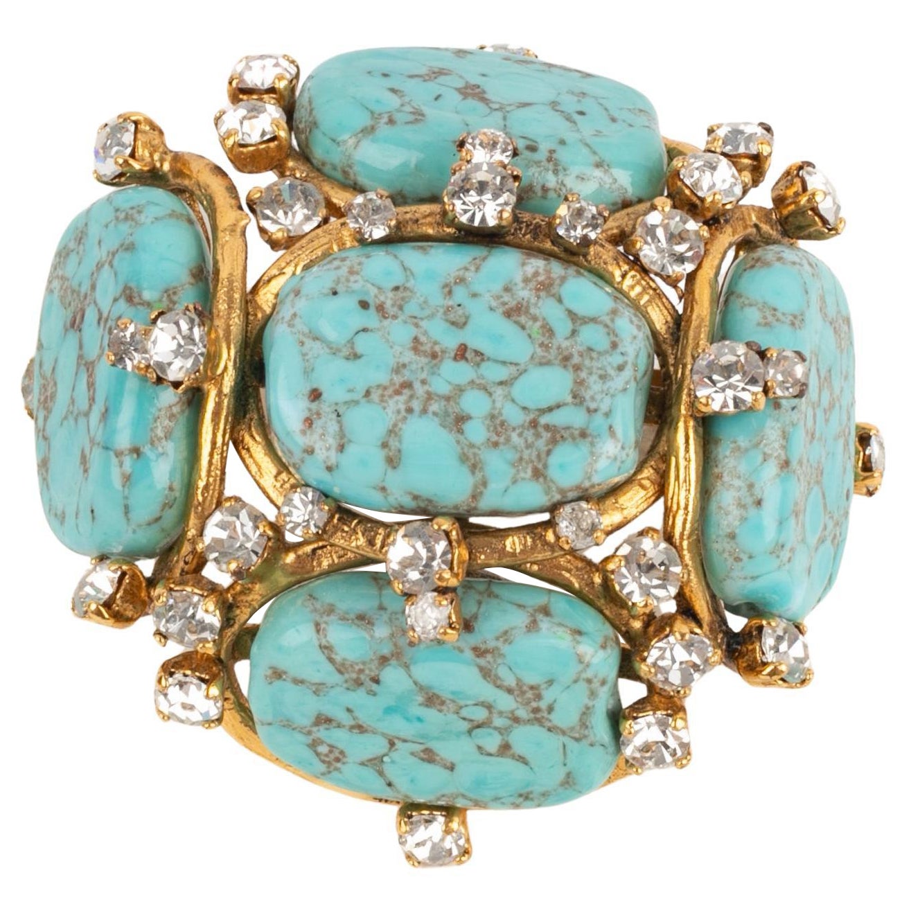 Chanel simulated turquoise brooch 1994 For Sale at 1stDibs