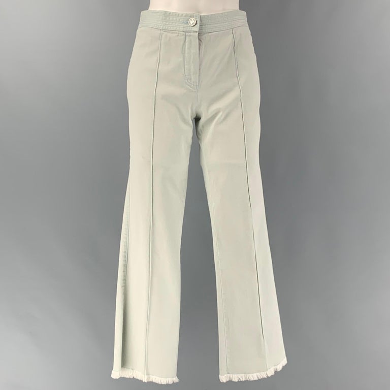 CHANEL Size 4 Mint Cotton Straight Casual Pants For Sale at 1stDibs