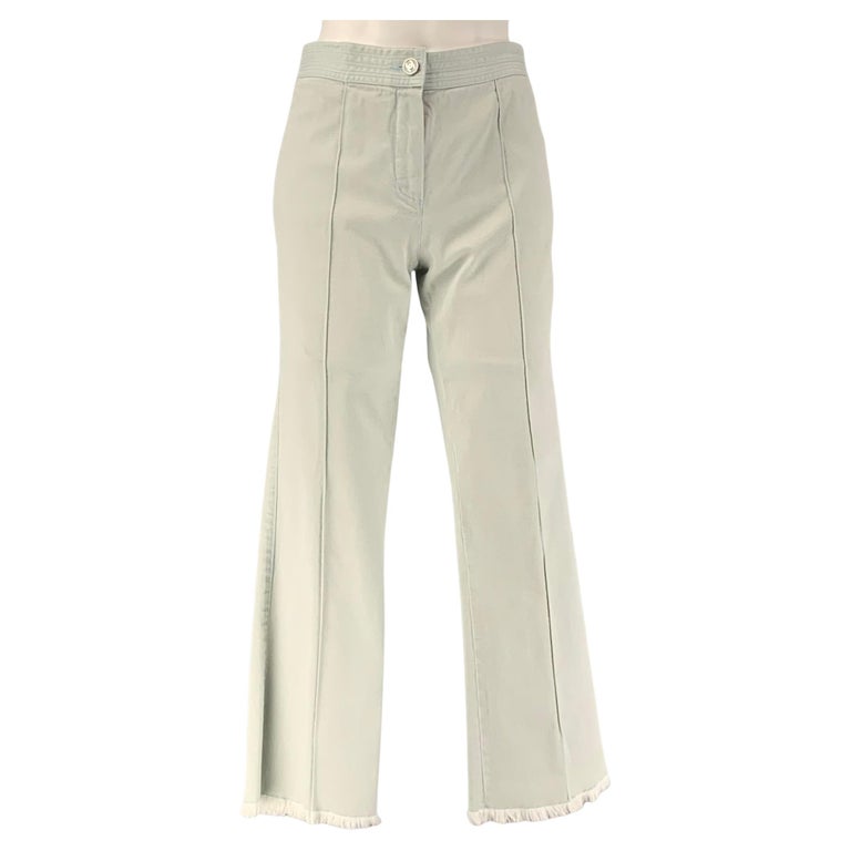 CHANEL Size 4 Mint Cotton Straight Casual Pants For Sale at 1stDibs