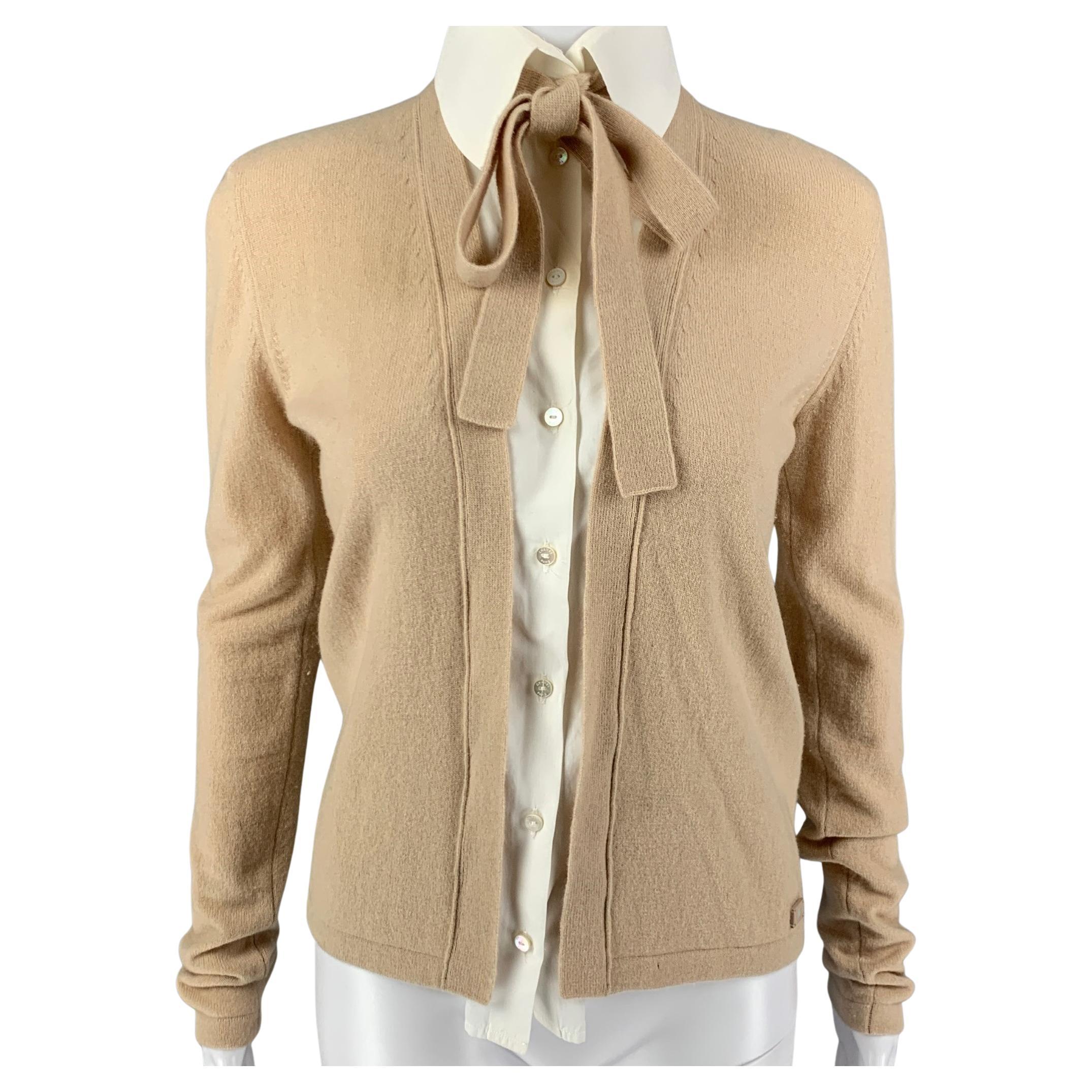 CHANEL Size 6 Beige Cream Cashmere Cardigan For Sale at 1stDibs