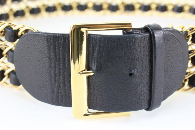 Chanel Size 70/28 1980's Triple Chain Belt Interlaced Gold Chain ...