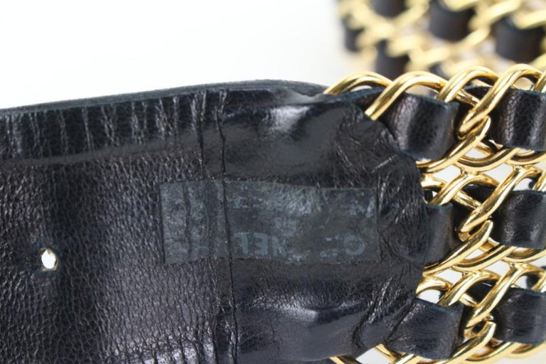 Chanel Size 70/28 1980's Triple Chain Belt Interlaced Gold Chain ...