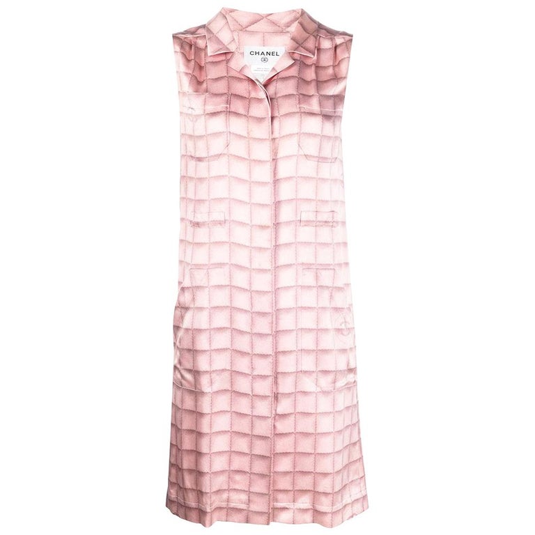 Chanel Sleeveless Pink Shirt Dress For Sale at 1stDibs