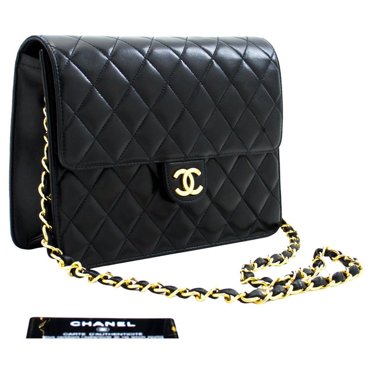 CHANEL Small Chain Shoulder Bag Black Clutch Flap Quilted Lambskin For ...