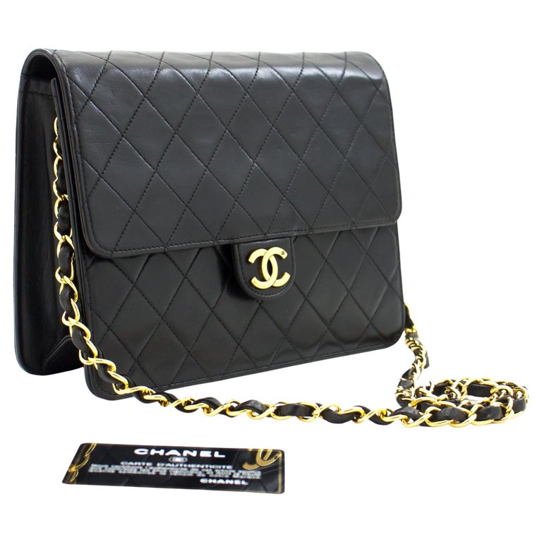 CHANEL Small Chain Shoulder Bag Black Clutch Flap Quilted Lambskin at ...