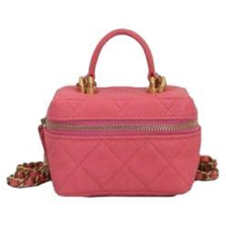 Chanel Small Vanity with Chain Rose For Sale at 1stDibs