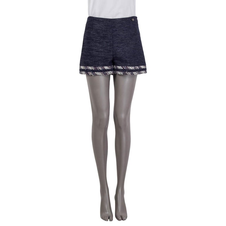 CHANEL smokey purple cotton 2013 TWEED Shorts Pants 38 S For Sale at ...