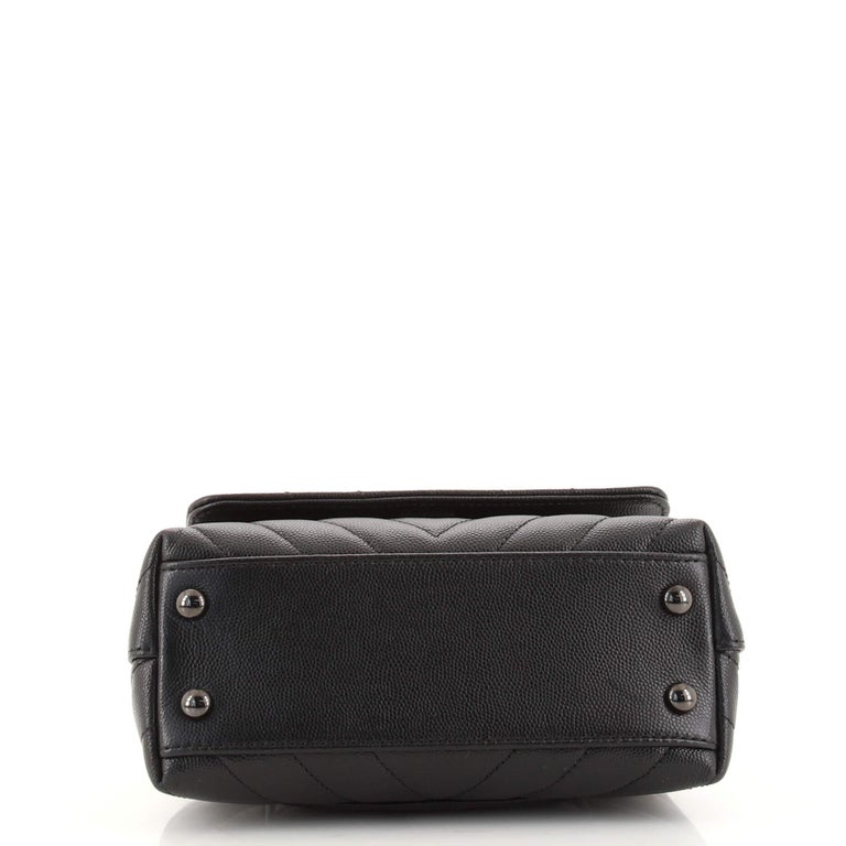 Chanel So Black Coco Top Handle Bag Chevron Caviar Extra Mini at 1stDibs