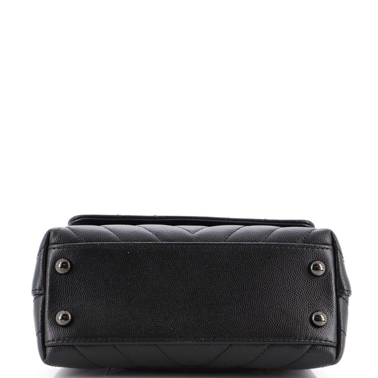 Chanel So Black Coco Top Handle Bag Chevron Caviar Extra Mini at 1stDibs