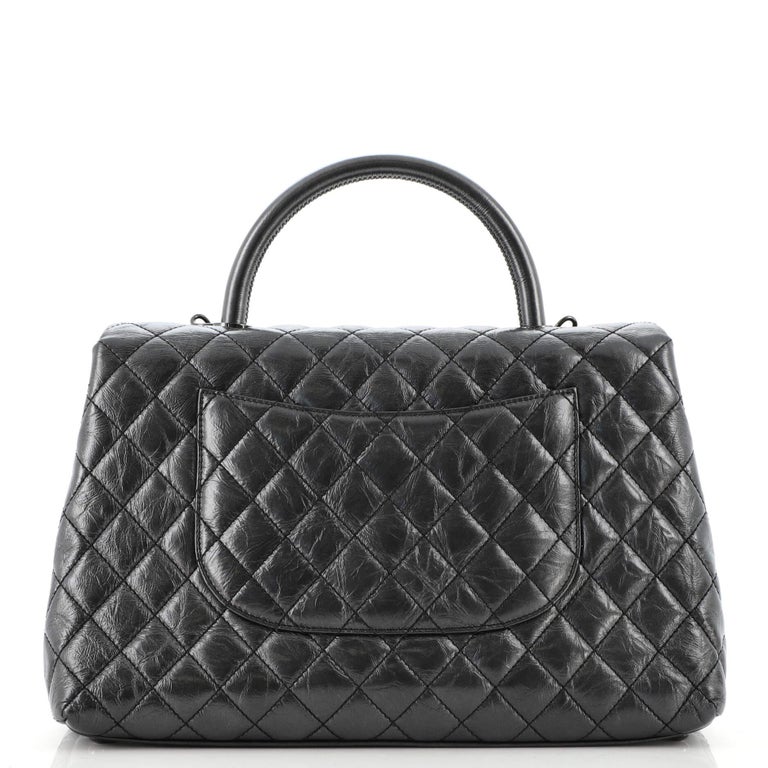 Chanel So Black Coco Top Handle Bag Quilted Aged Calfskin Medium For ...