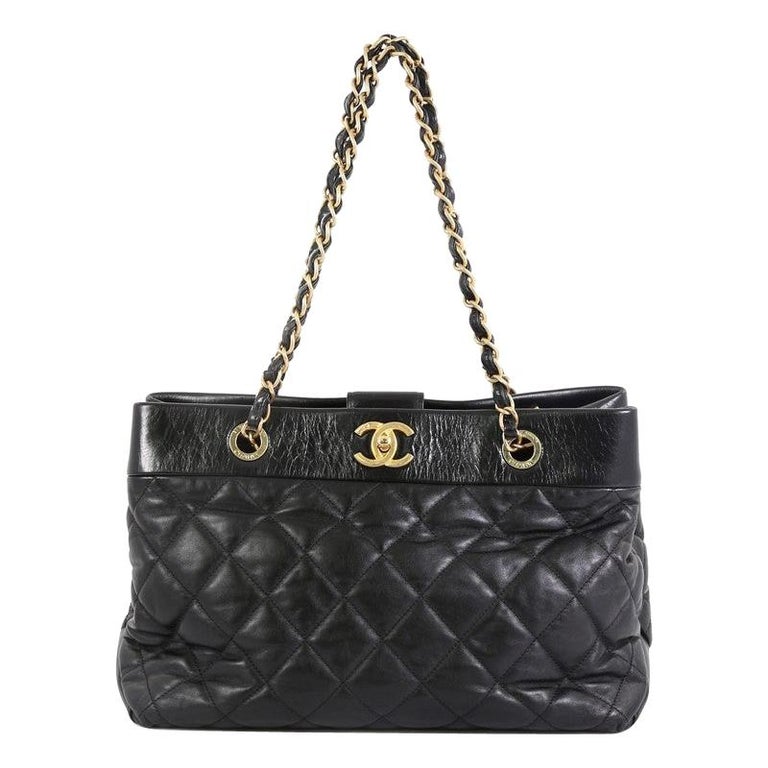 Chanel Soft Elegance Tote Quilted Distressed Calfskin Medium at 1stDibs