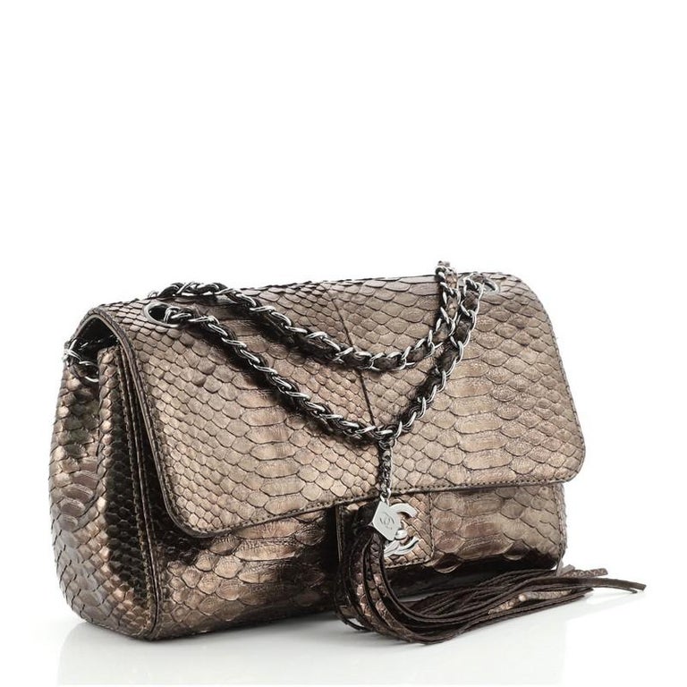 Chanel Soho Tassel Flap Bag Python Medium at 1stDibs