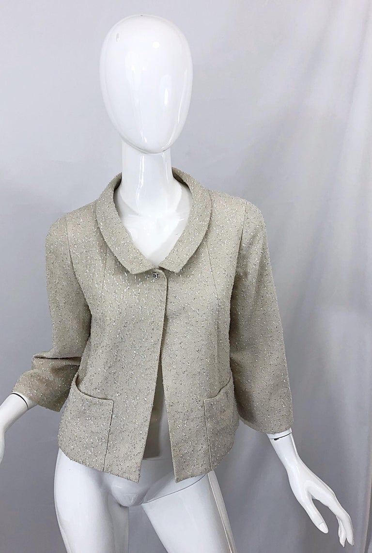 Chanel Spring 1999 Size 36 Fantasy Tweet Ivory Silver Vintage Cropped ...