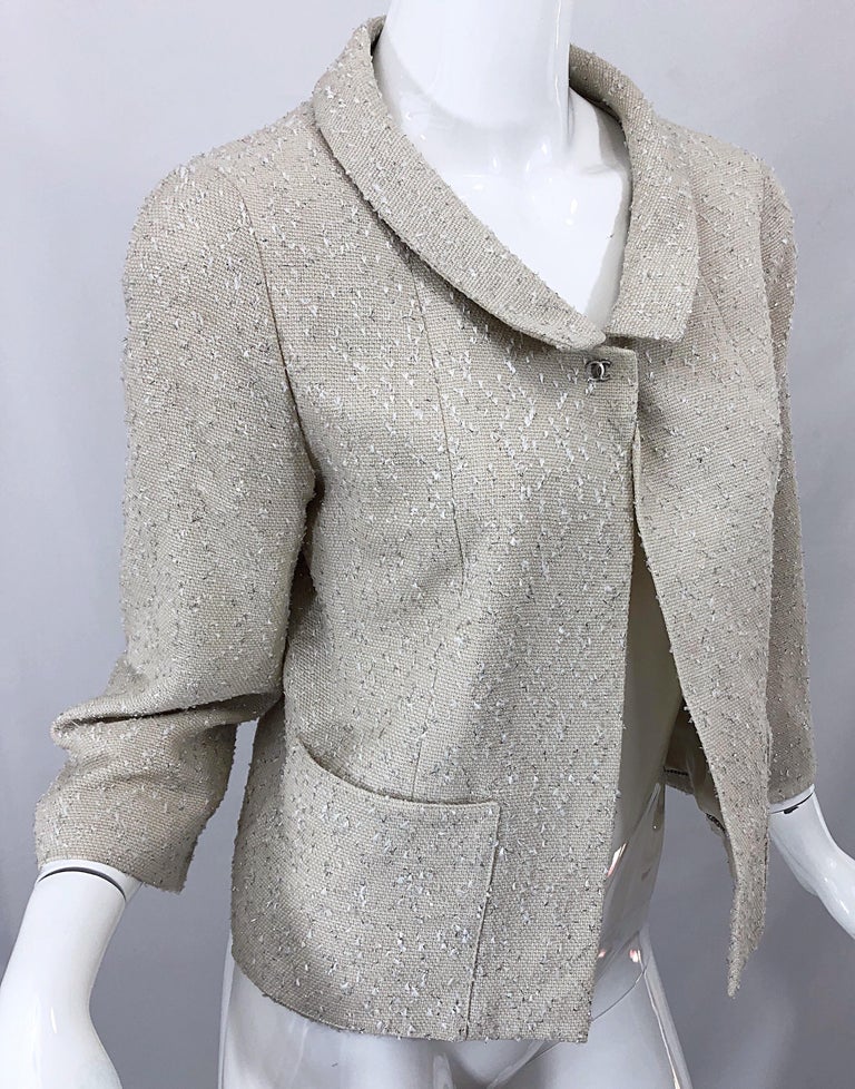 Chanel Spring 1999 Size 36 Fantasy Tweet Ivory Silver Vintage Cropped ...