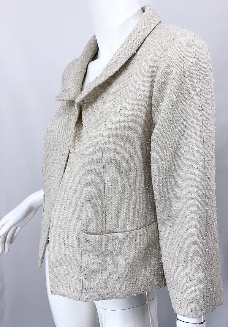 Chanel Spring 1999 Size 36 Fantasy Tweet Ivory Silver Vintage Cropped ...