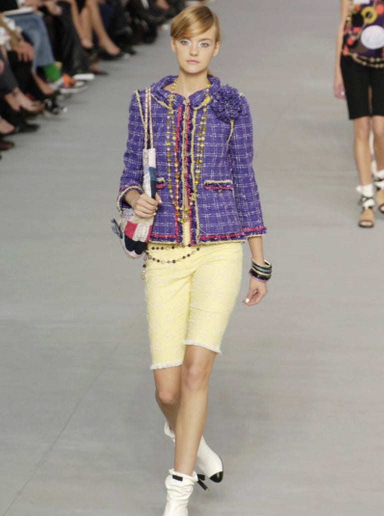Chanel Spring 2006P Look 16 Purple Red Black Yellow Tweed Jacket 40 For ...
